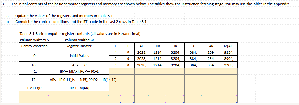 Solved 3 The initial contents of the basic computer | Chegg.com