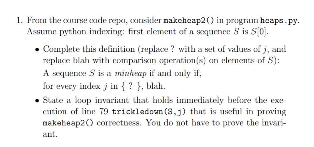 Solved 1. From the course code repo, consider makeheap2() in | Chegg.com