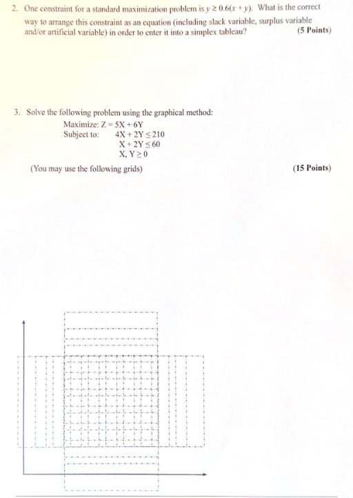 Solved 2. One constraint for a standard maximization problem | Chegg.com
