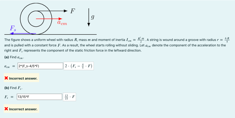Solved The figure shows a uniform wheel with radius R, mass | Chegg.com