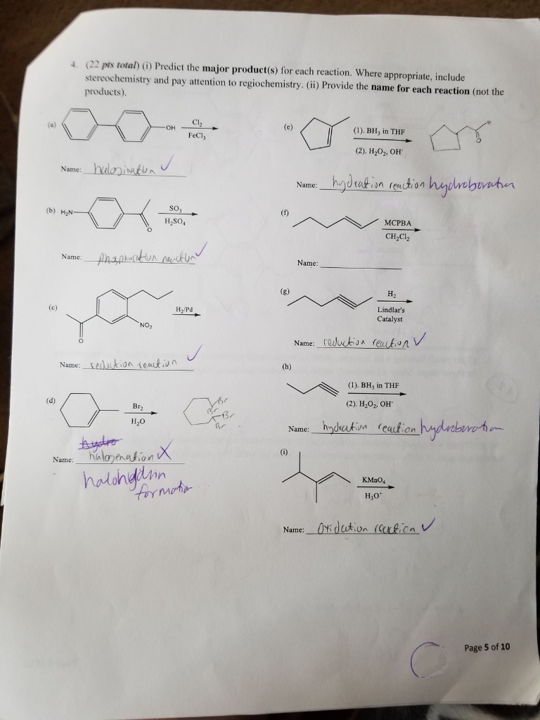 Solved 4. (22 pris total) (i) Predict the major product(s) | Chegg.com