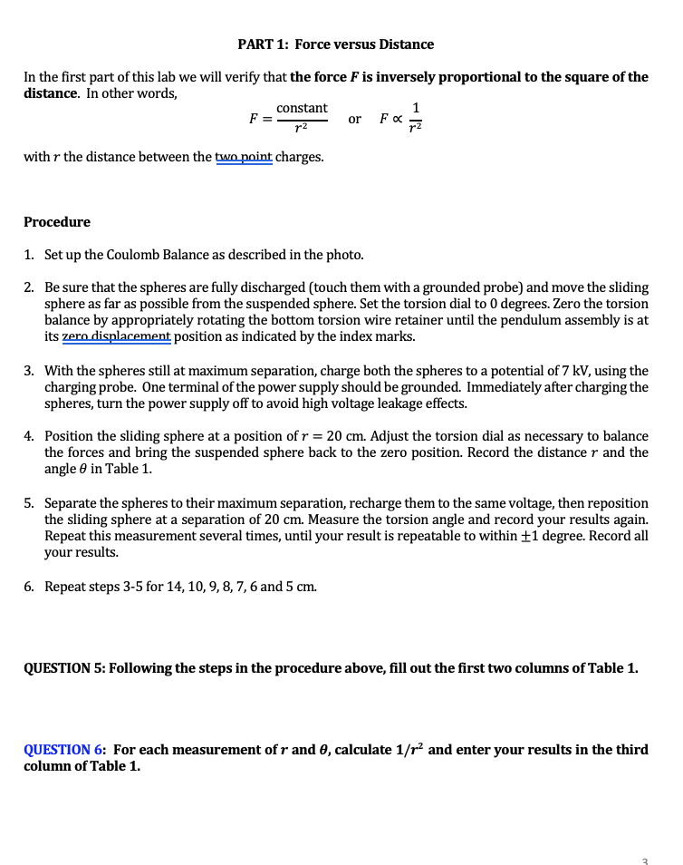 Solved PART 1: Force versus Distance In the first part of | Chegg.com