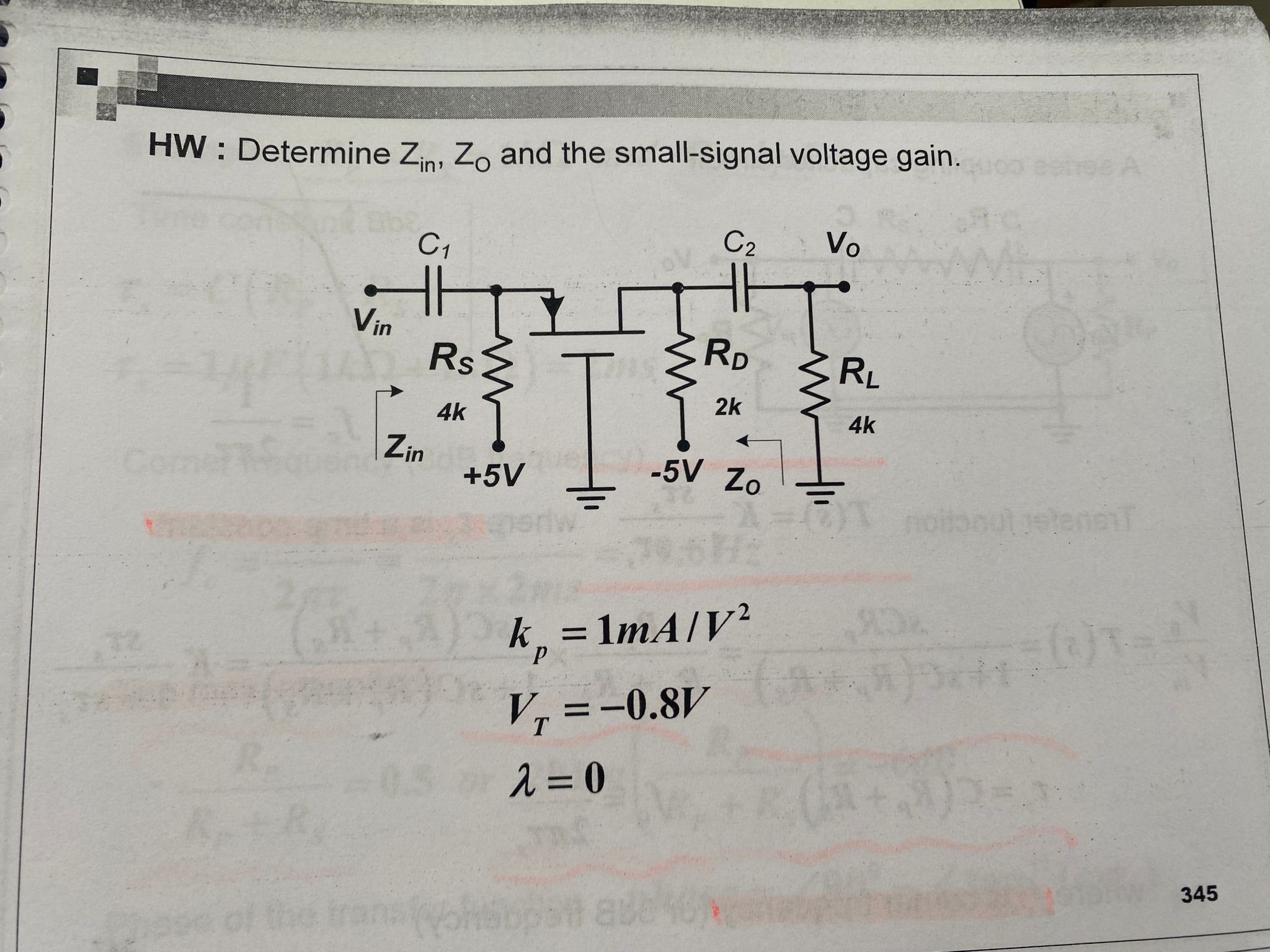 Solved IW : Determine Zin,ZO and the small-signal voltage | Chegg.com