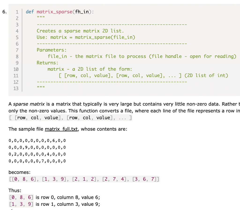 Solved A sparse matrix is a matrix that typically is very | Chegg.com