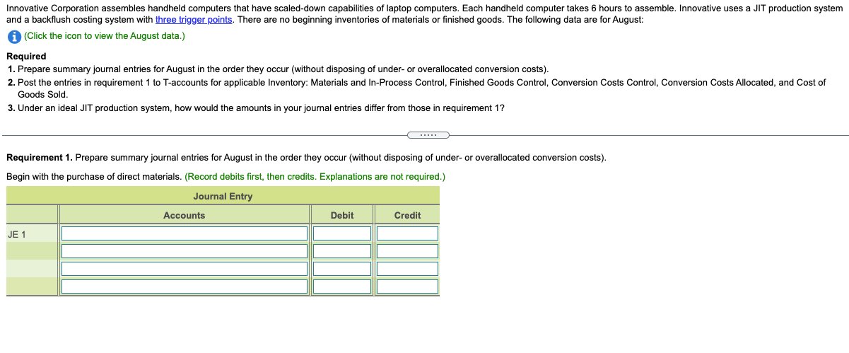 Solved Innovative Corporation assembles handheld computers | Chegg.com