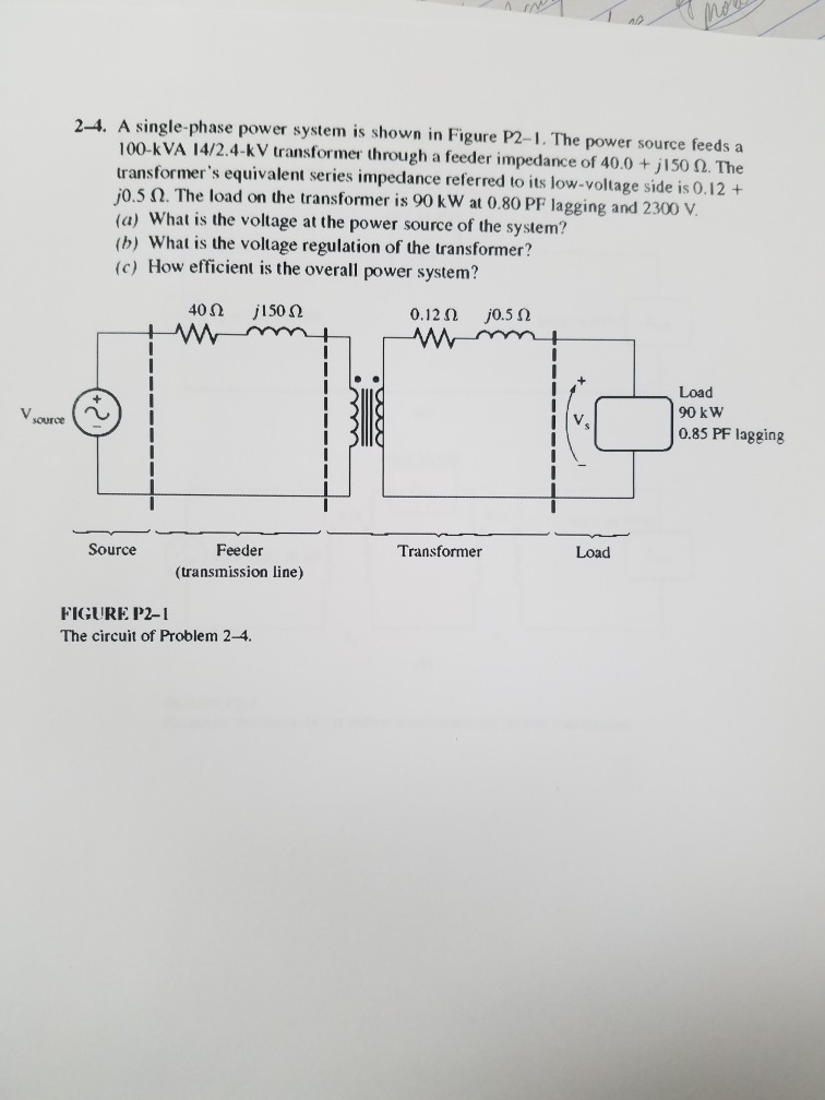 Solved 2-4. A single-phase power system is shown in Figure | Chegg.com