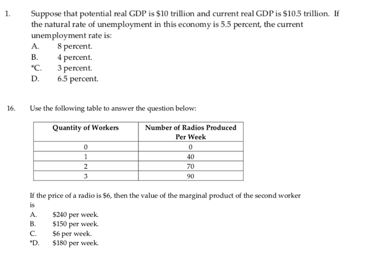 Solved 1. Suppose that potential real GDP is $10 trillion | Chegg.com