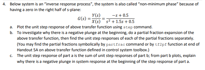 Solved 4. Below system is an "inverse response process", the | Chegg.com