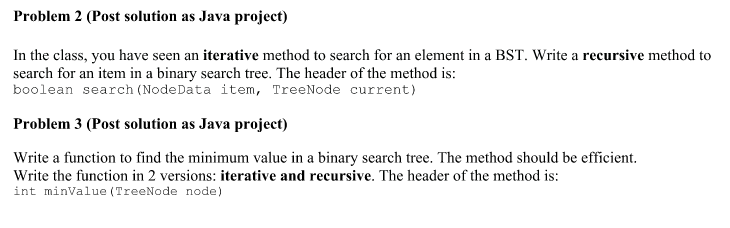 Solved Problem 2 (Post solution as Java project) In the | Chegg.com