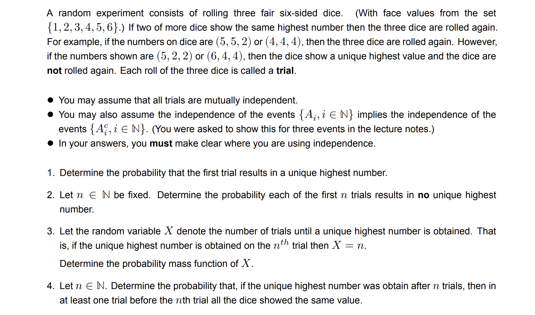 Solved A random experiment consists of rolling three fair | Chegg.com