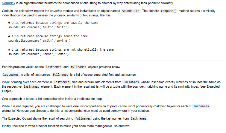 Solved import soundex soundsLike = | Chegg.com
