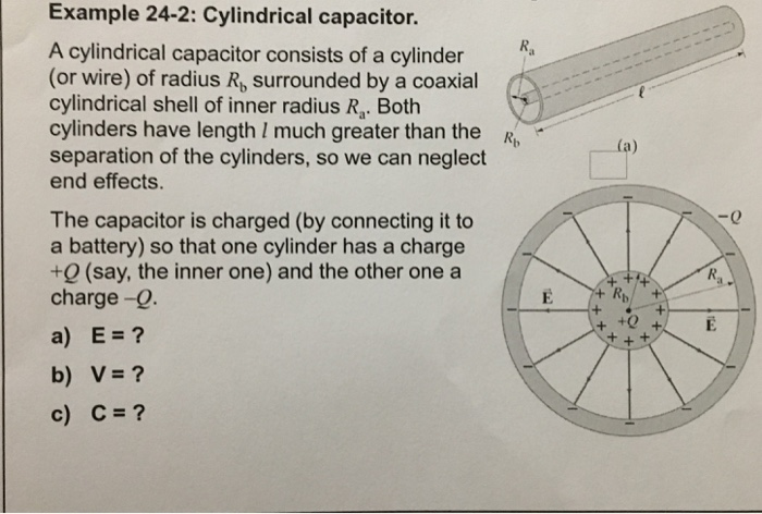 Solved Example 24-2: Cylindrical capacitor. R. A cylindrical | Chegg.com