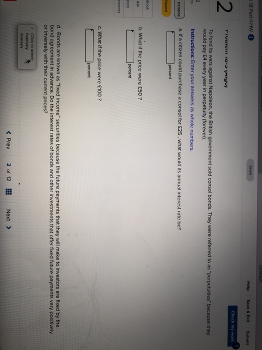 Solved 18 Part II HW Help Save &Exit Submit Check my work 2 | Chegg.com
