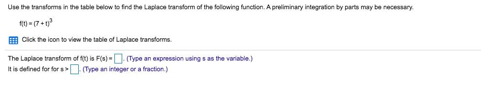 Solved Use the transforms in the table below to find the | Chegg.com