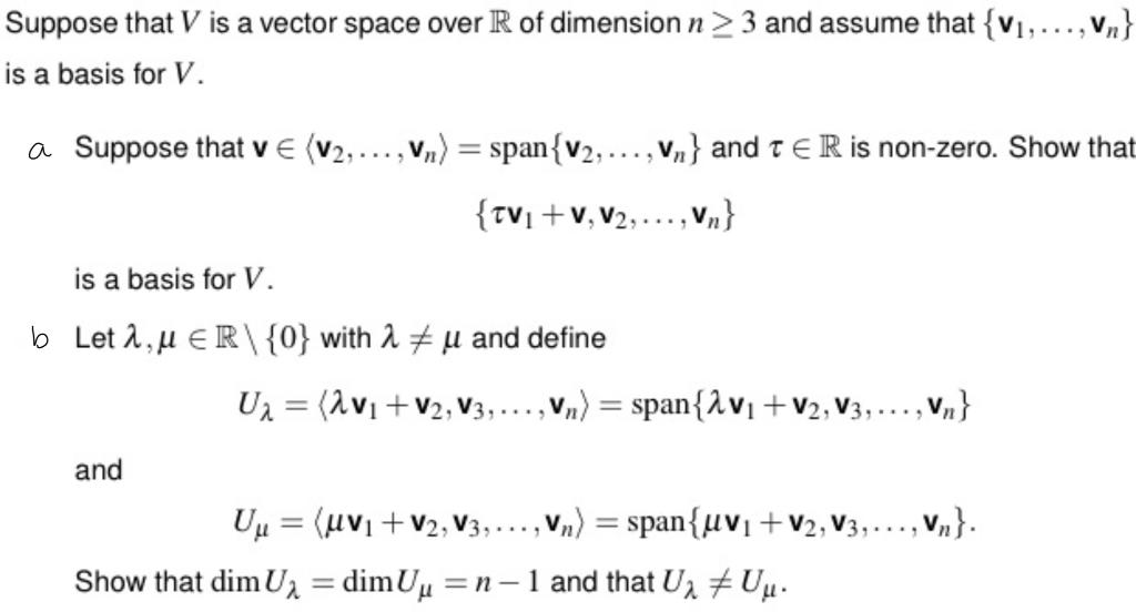 Solved Suppose that V is a vector space over R of dimension | Chegg.com