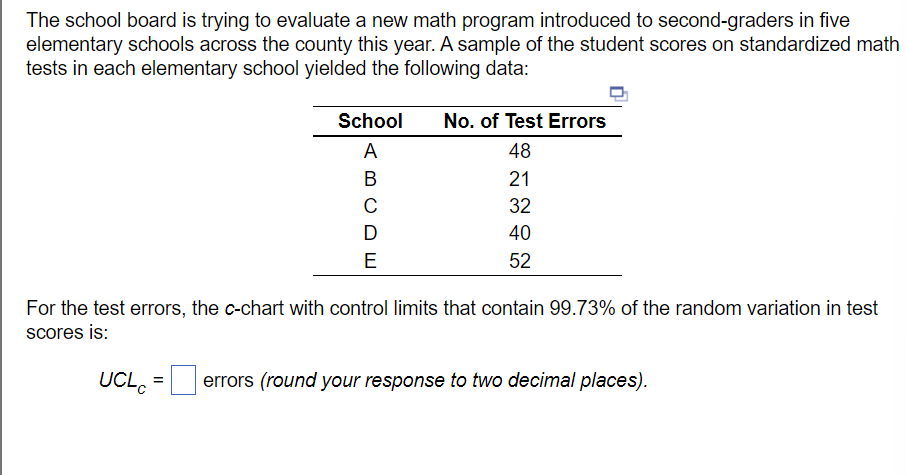 Solved The school board is trying to evaluate a new math | Chegg.com
