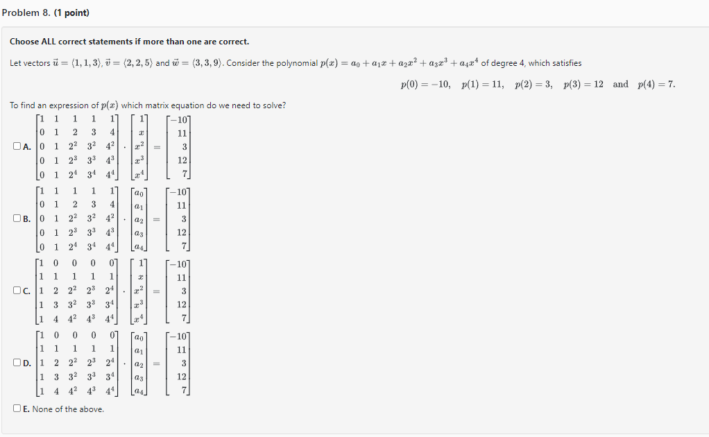 Solved Choose ALL correct statements if more than one are | Chegg.com