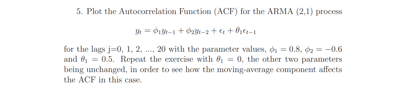 Solved 5. Plot the Autocorrelation Function (ACF) for the | Chegg.com