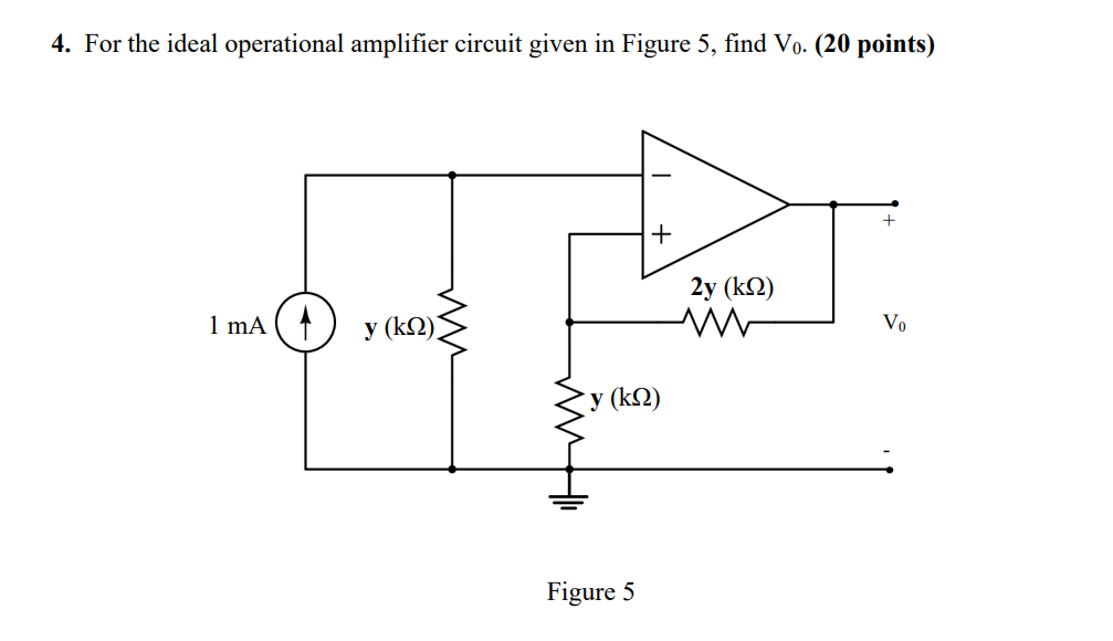 Solved 4. For the ideal operational amplifier circuit given | Chegg.com