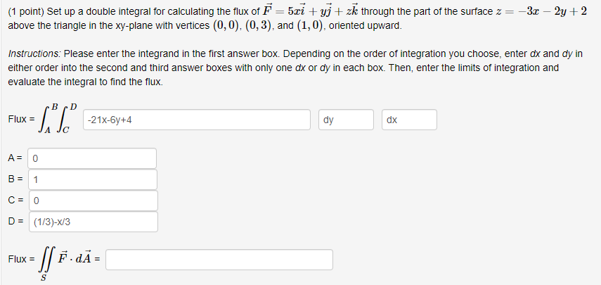 Solved (1 point) Set up a double integral for calculating | Chegg.com