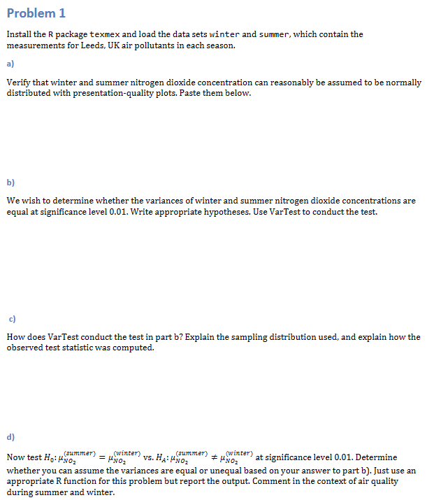 Solved Install the R package texmex and load the data sets | Chegg.com