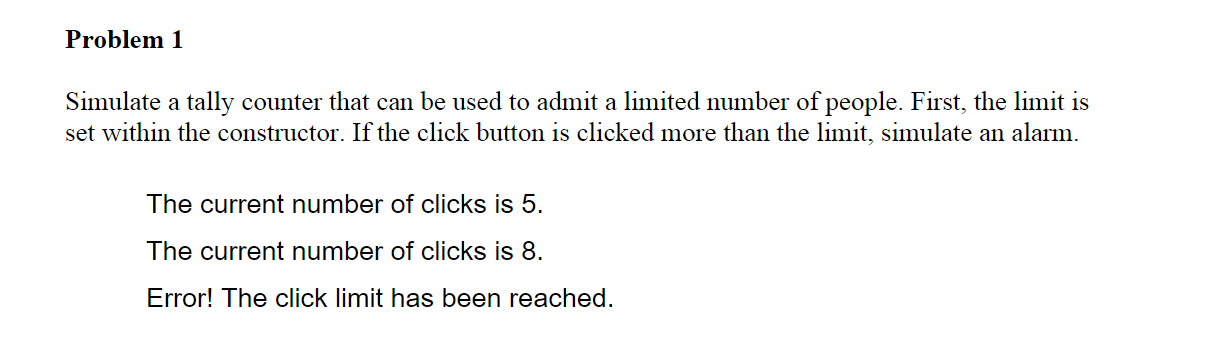 Solved Simulate a tally counter that can be used to admit a | Chegg.com