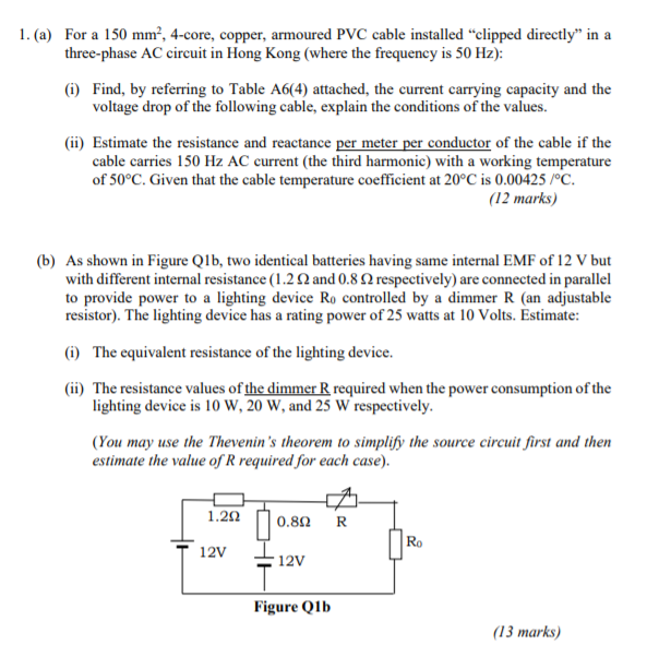 Solved Tables for Q1 and Q3 TABLE A6(4) Multicore armoured | Chegg.com