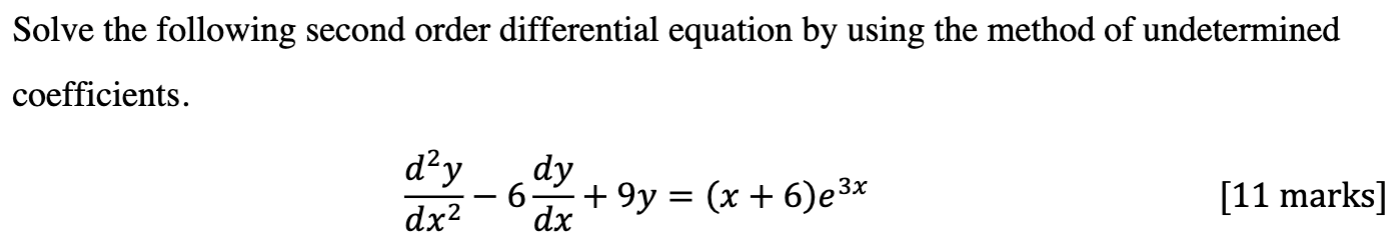 Solved Solve the following second order differential | Chegg.com