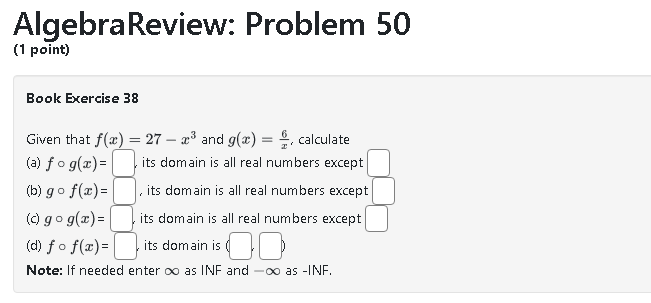 Solved AlgebraReview: Problem 50 (1point) Book Exercise 38 | Chegg.com
