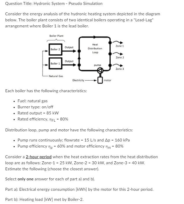 Solved Question Title: Hydronic System - Pseudo Simulation | Chegg.com