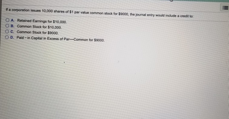 Solved If a corporation issues 10,000 shares of $1 par value | Chegg.com