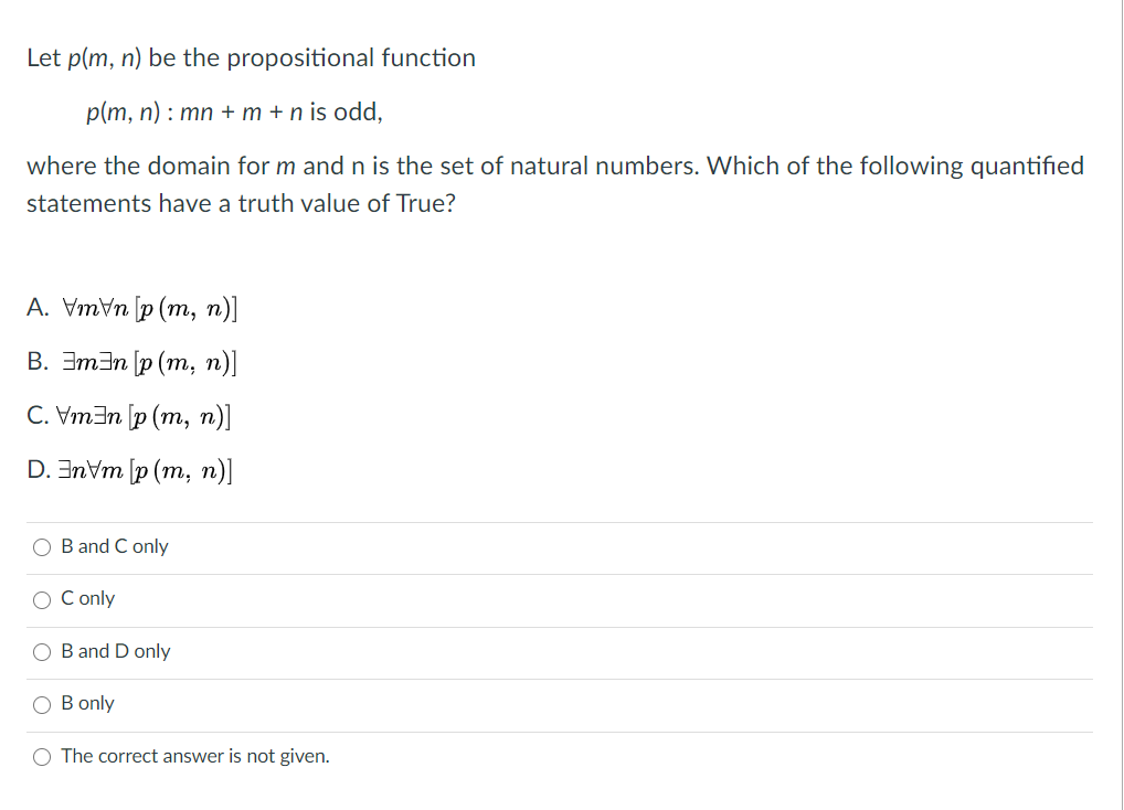 Solved Let p(m, n) be the propositional function plm, n): mn | Chegg.com