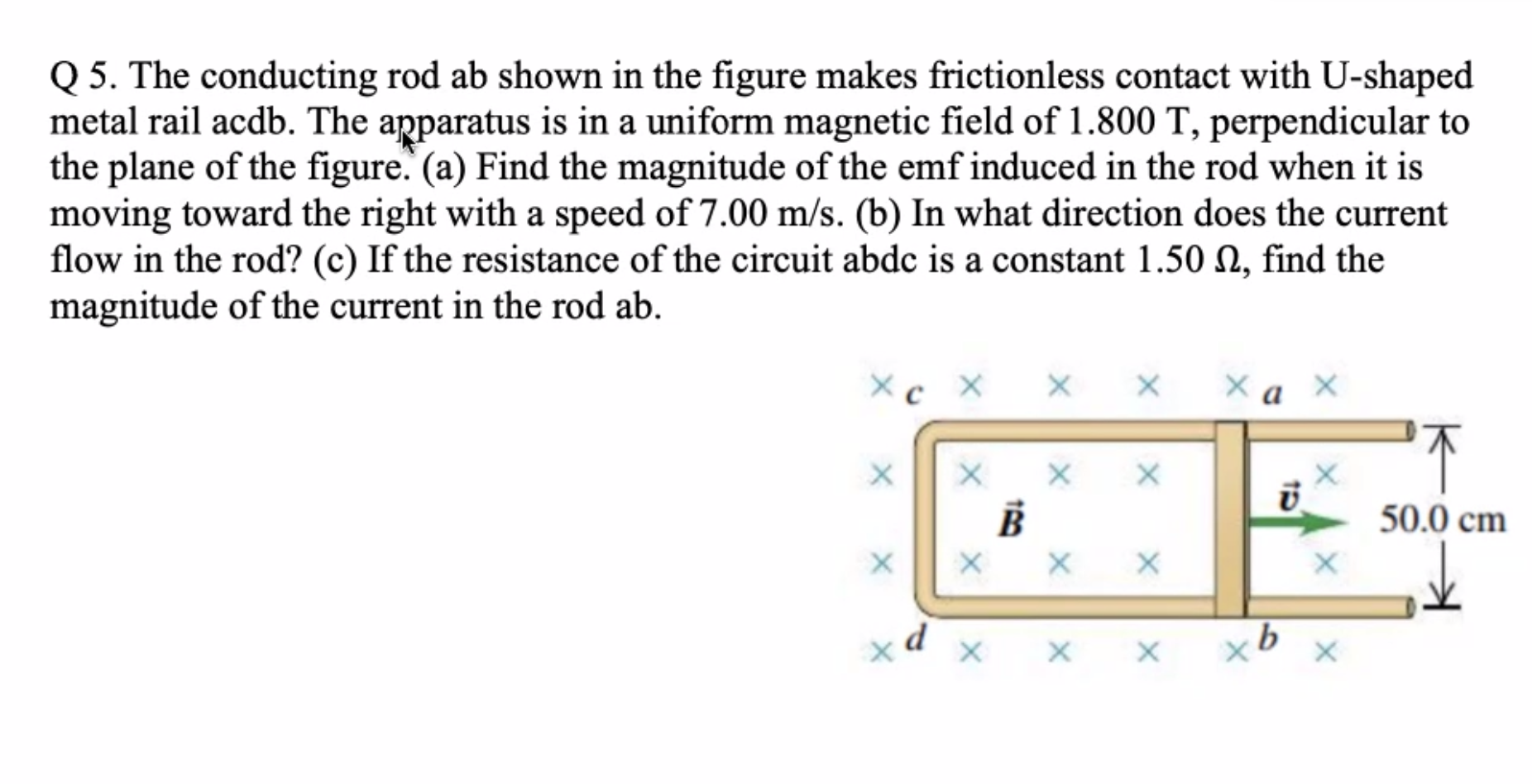 Solved Q 5. The conducting rod ab shown in the figure makes | Chegg.com