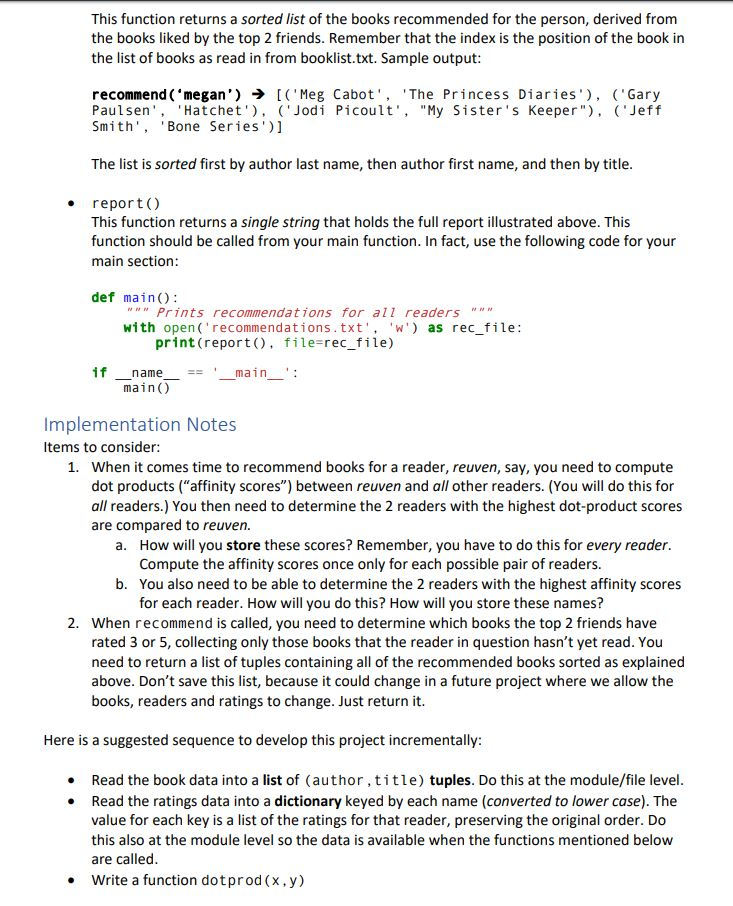 Solved Project 2: Book Recommendations CS 1410 Background | Chegg.com