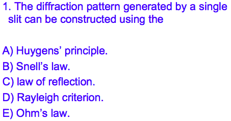 Solved 1. The diffraction pattern generated by a single slit | Chegg.com