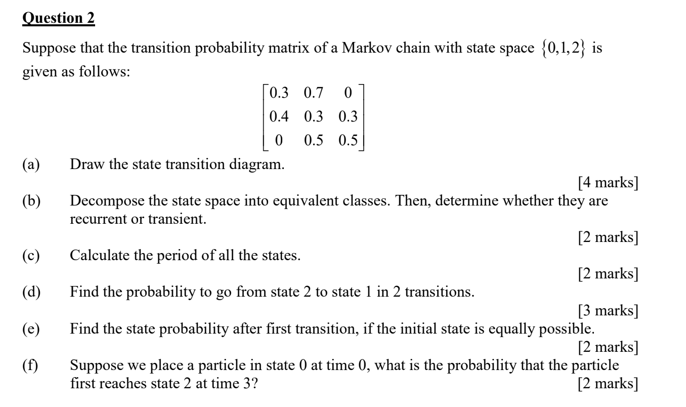 Solved (a) Question 2 Suppose that the transition | Chegg.com