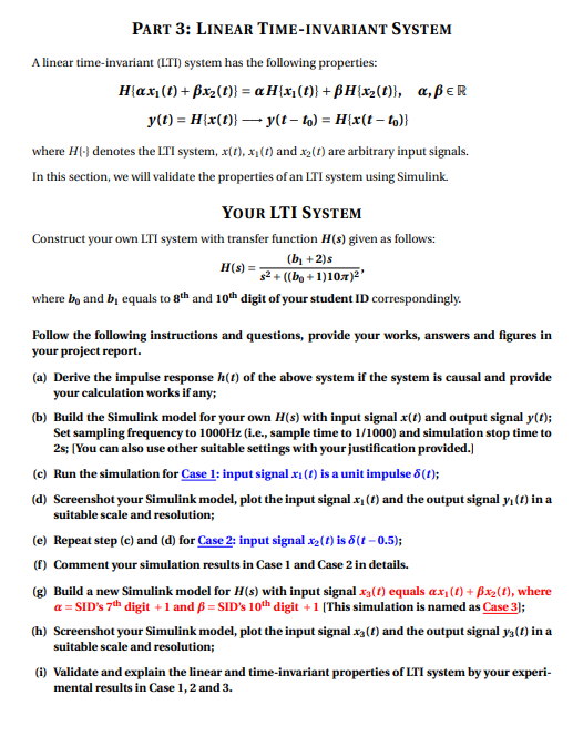 Solved PART 3: LINEAR TIME-INVARIANT SYSTEM A linear | Chegg.com