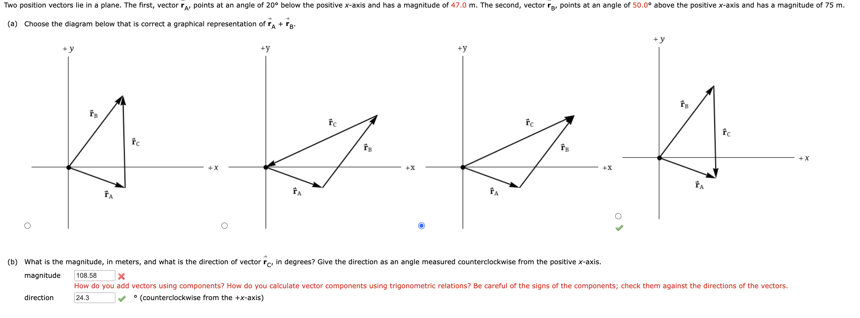 Solved Two position vectors lie in a plane. The first, | Chegg.com