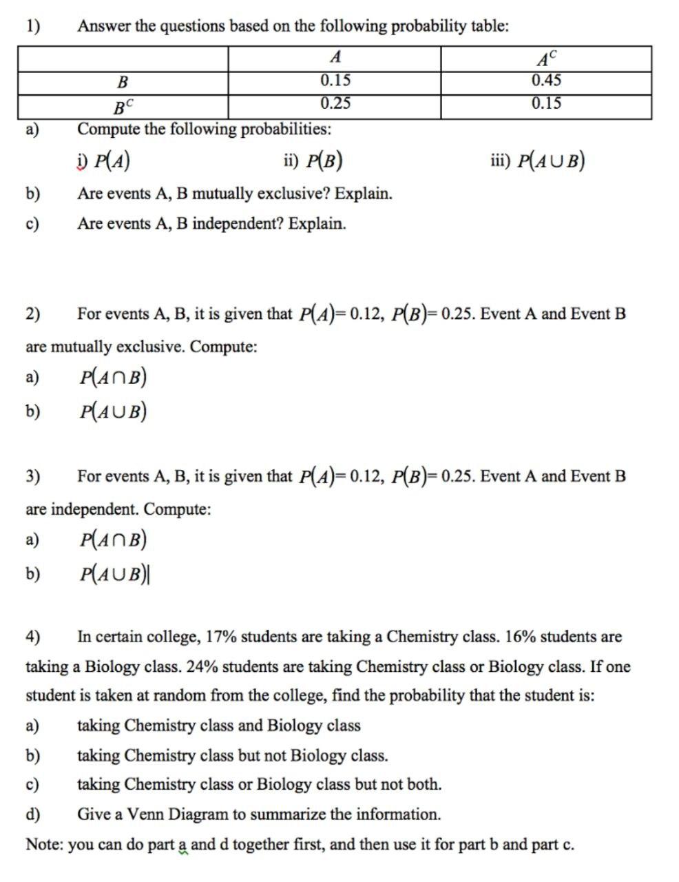Solved 1) Answer the questions based on the following | Chegg.com