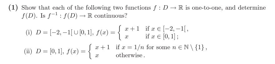 Solved 1 Show That Each Of The Following Two Functions 