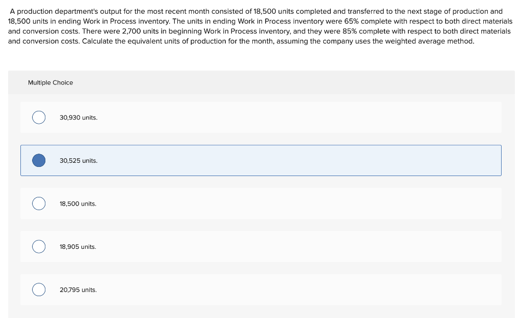 Solved A Production Department s Output For The Most Recent Chegg