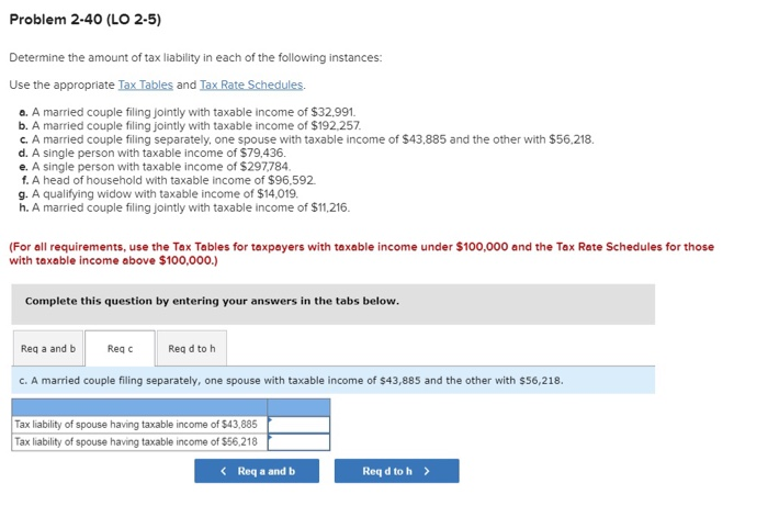 Solved Problem 2-40 (LO 2-5) Determine the amount of tax | Chegg.com