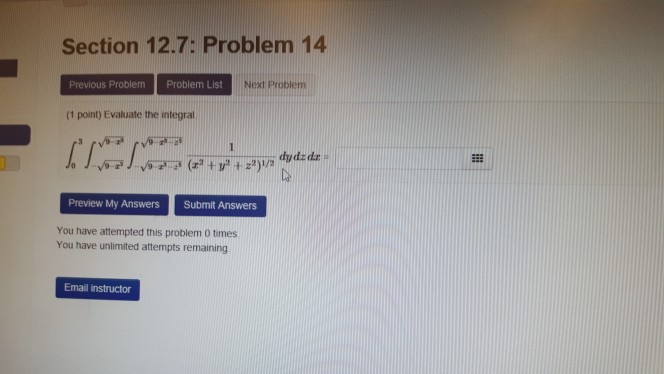 Solved Section 12.7: Problem 14 Previous ProblemProblem List | Chegg.com