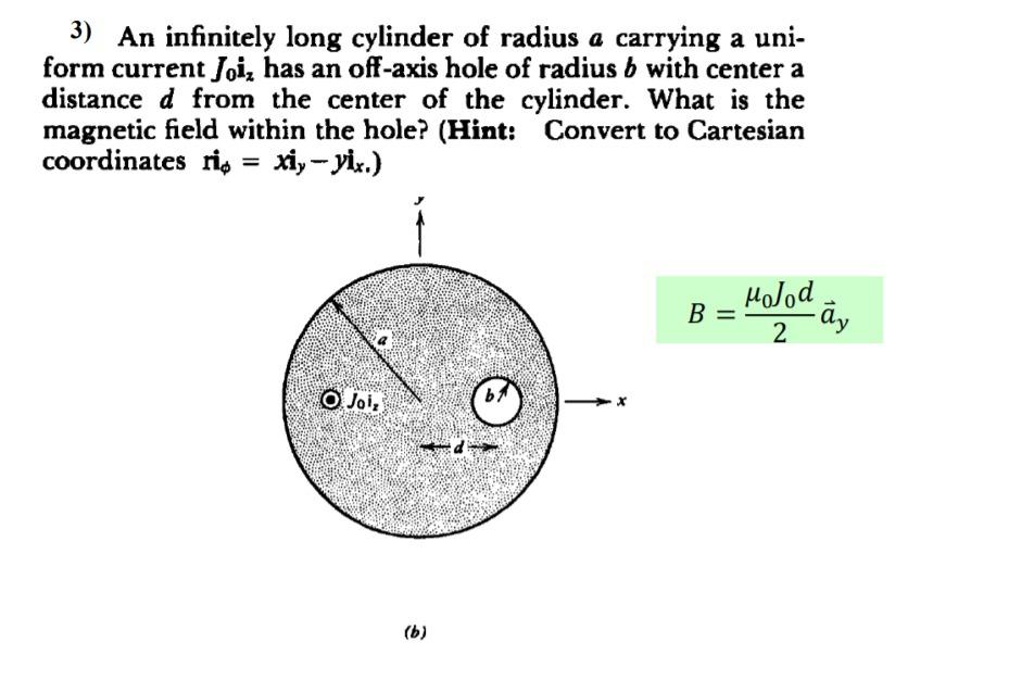 Solved 3) An infinitely long cylinder of radius a carrying a | Chegg.com