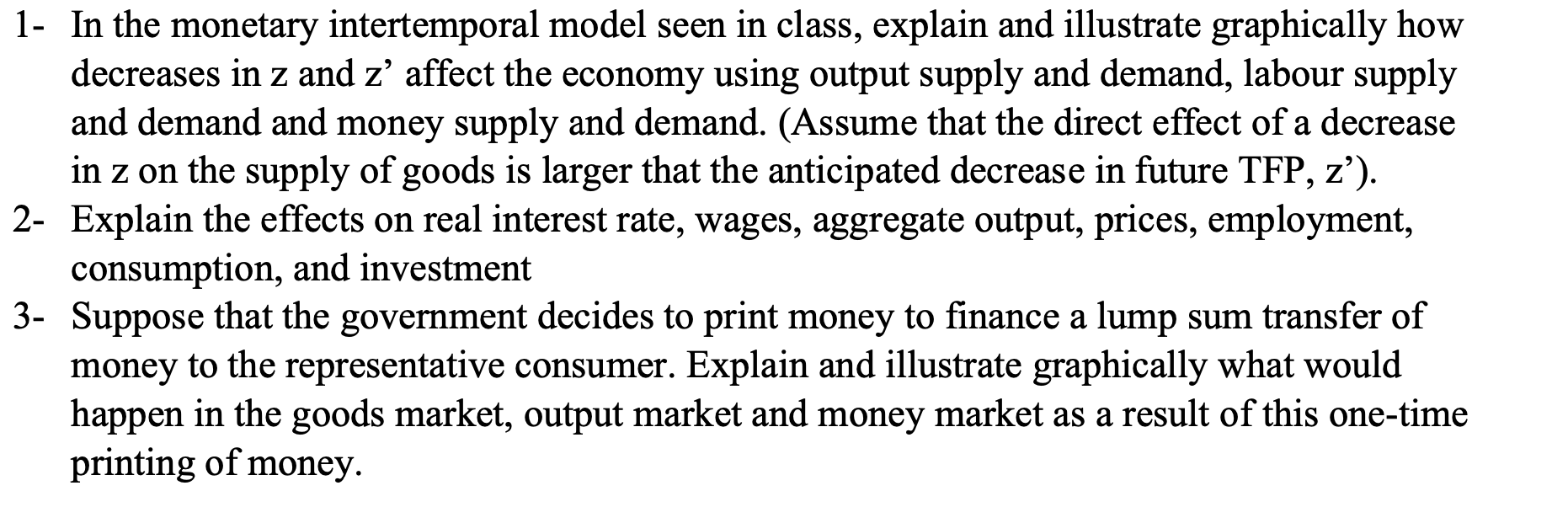 Solved 9 1- In the monetary intertemporal model seen in | Chegg.com