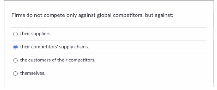 Solved Firms do not compete only against global competitors, | Chegg.com