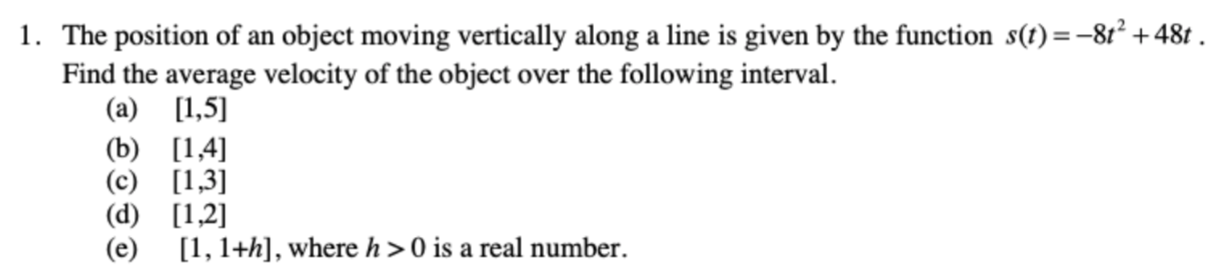 Solved 1. The position of an object moving vertically along | Chegg.com