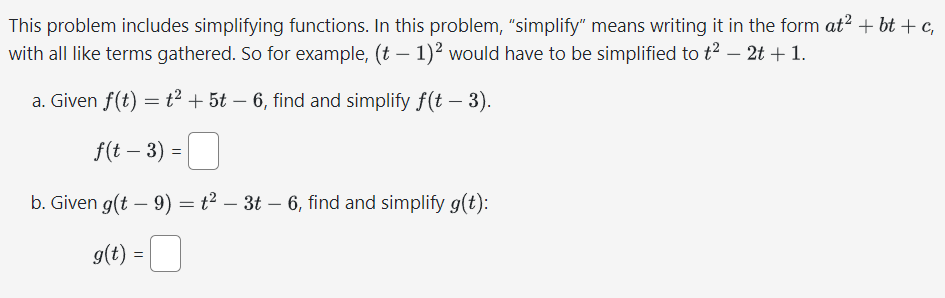 Solved This problem includes simplifying functions. In this | Chegg.com