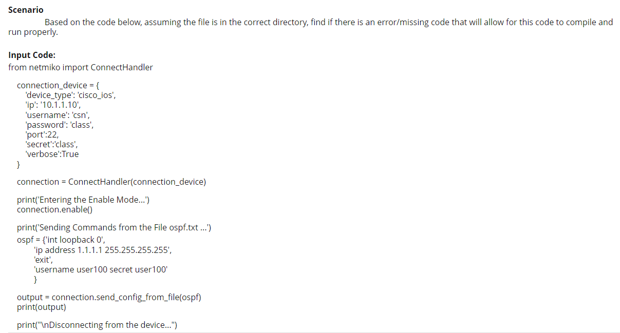 Solved Scenario Based on the code below, assuming the file | Chegg.com
