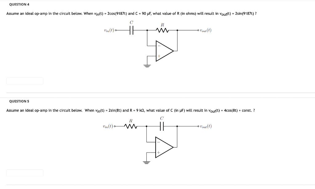 Solved Assume an ideal op-amp in the circuit below. When vin | Chegg.com